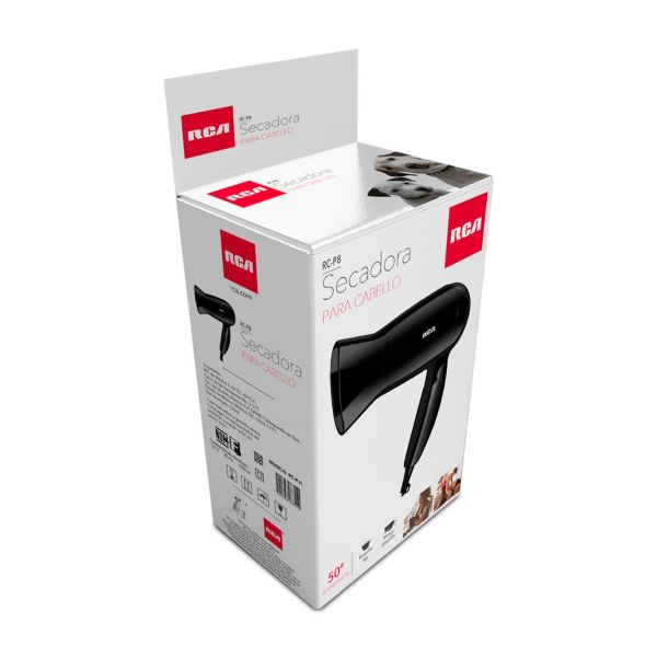 Secadora para Cabello RCA RC-P8 Negra Mango Plegable 1200 W