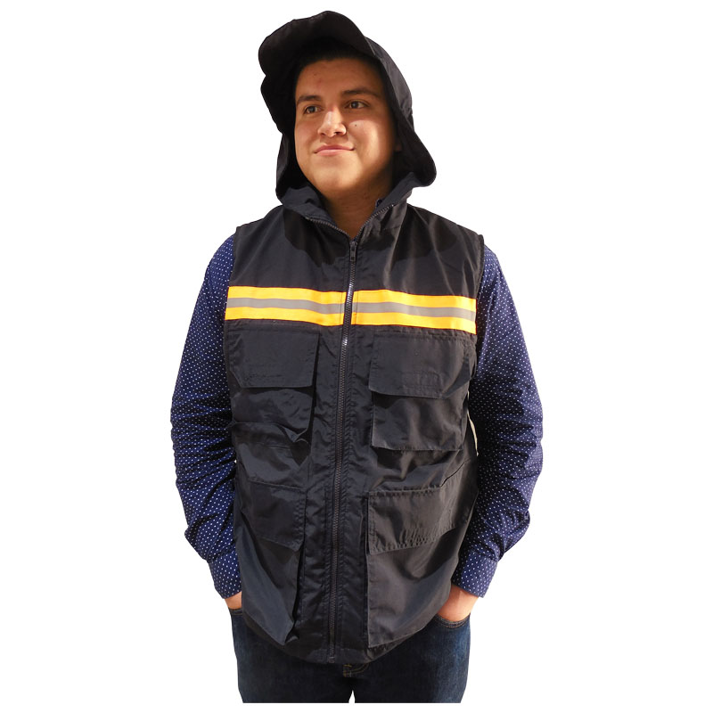 Chaleco Impermeable Obra Civil Azul Reflejante C/Gorro Kingsman