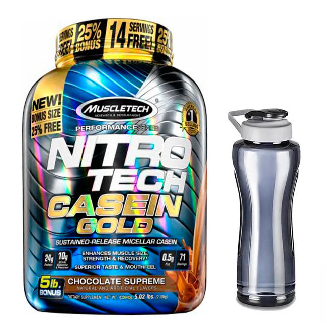 Proteina Nitrotech CASEIN GOLD 5 lbs - Sabor CHOCOLATE - y Cilindro GRATIS