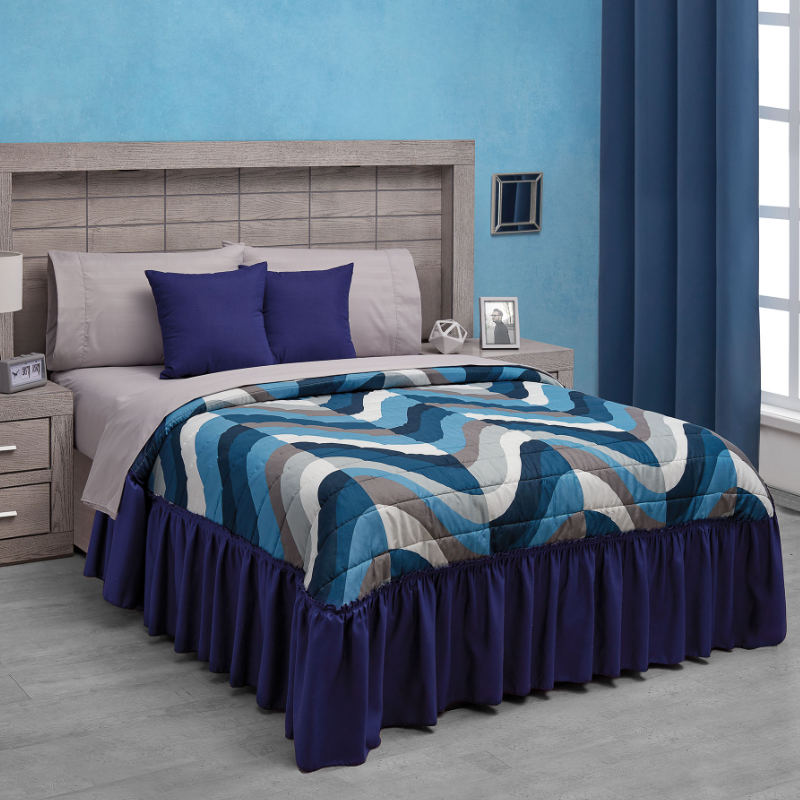 Colcha Matrimonial Azul Thunder Elefantito Hogar