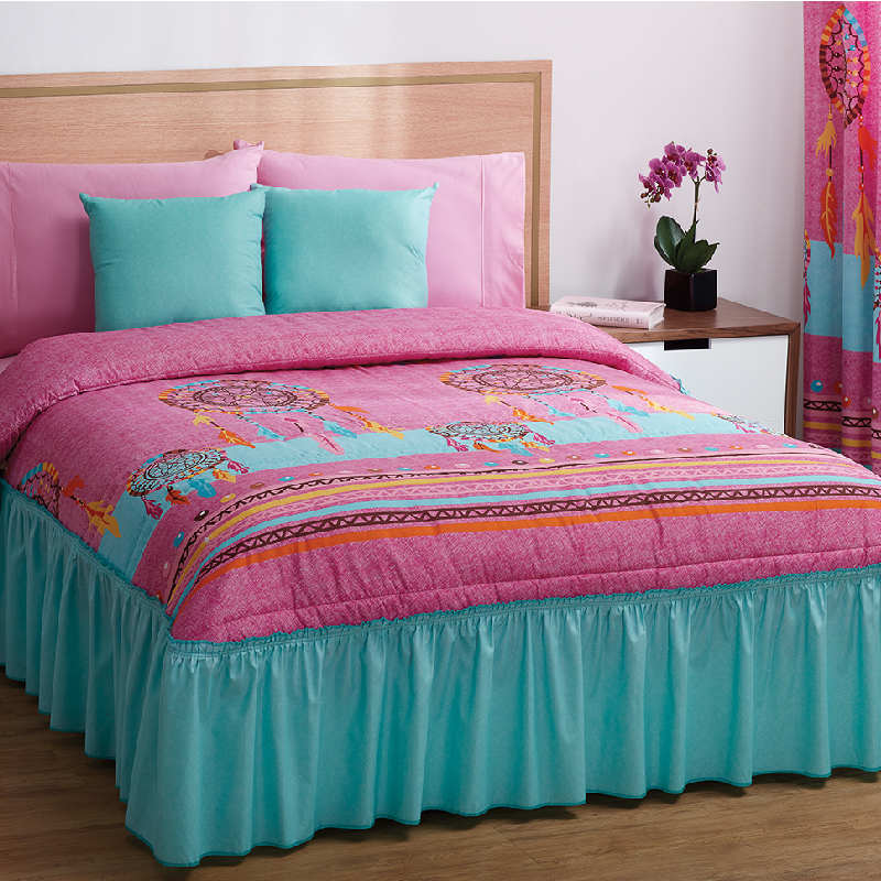 Colcha Matrimonial Rosa Estampado Atrapasueños Dakota Elefantito Ho