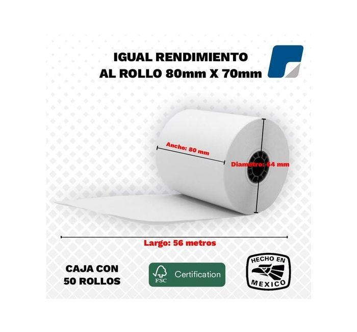 Rollo de papel PCM T8070C50, Rollos de papel, Color blanco