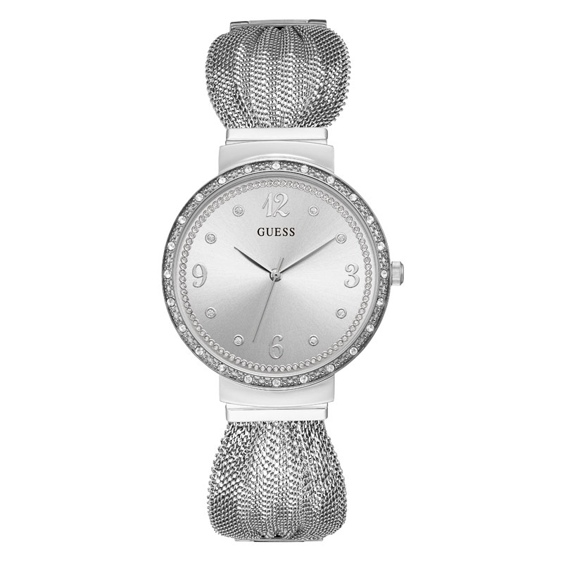 RELOJ GUESS CHIFFON DAMA PLATA