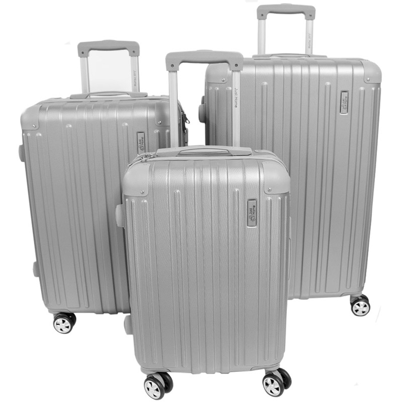 Maleta Plata Lujo Set 3 Maletas de Viaje Ruedas Metalica 20" 24" 28" M