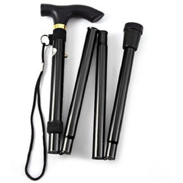 Baston Plegable De Metal Aluminio Con Altura Regulable Color Negro