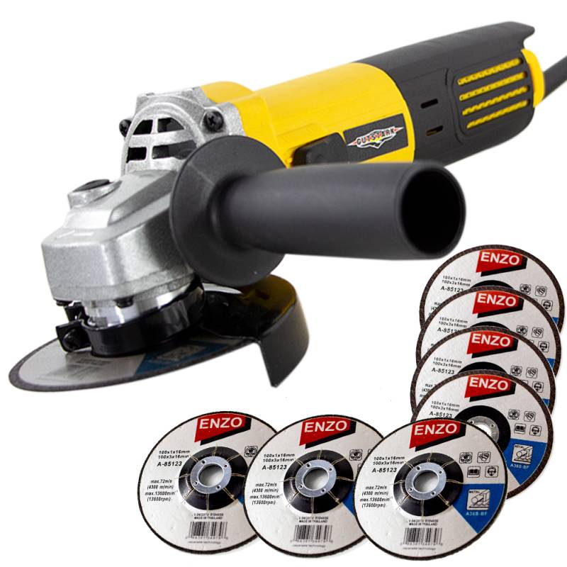 Esmeril Esmeriladora Angular 4 1/2 + 7 discos 110v 840w Corte Metal