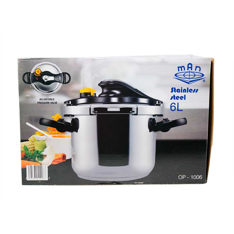 Olla De Presión 6l 2 Niveles Coccion Acero Inox Man Op-1006