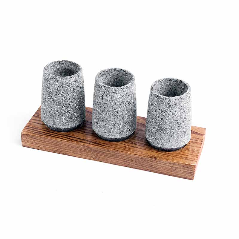 Juego 3 Mezcaleros / tequileros Artesanales Piedra Volcánica