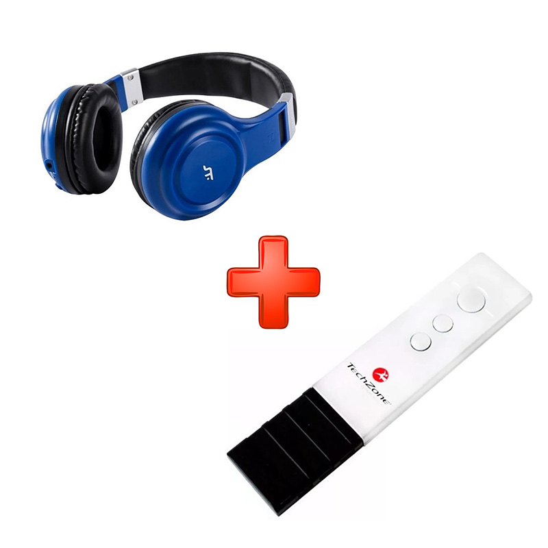 Kit Audífonos Sonic Bluetooth Azul ST-H86560 más Presentador Techzone ...