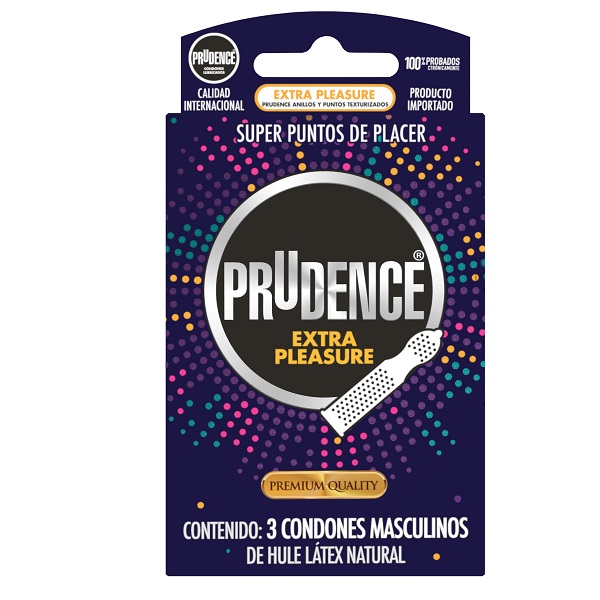Cartera De 3 Condones Prudence Texturizado Extra Pleasure