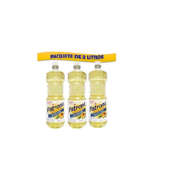 Patrona, Aceite vegetal PAQUTE con 3 botellas de 1L c/u.