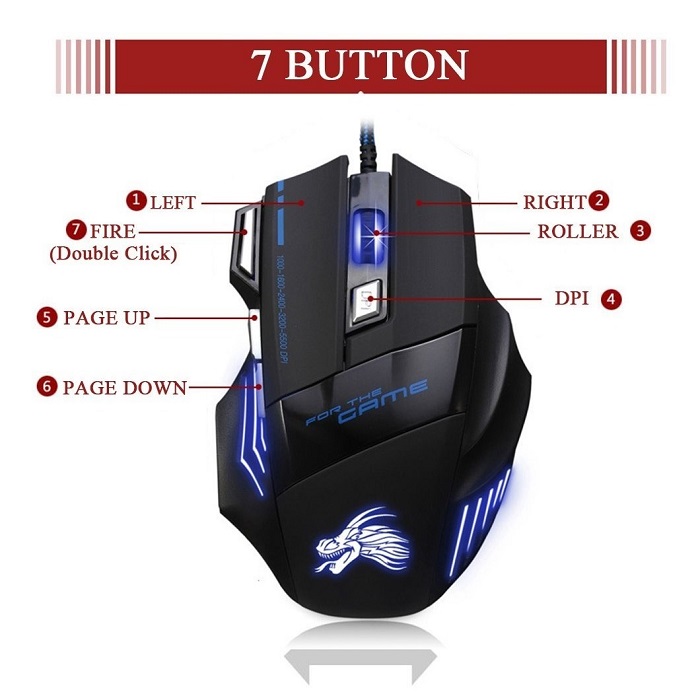 Mouse Dragon Gamer Gaming Ergonomico 7d 5500 Dpi Fortnite