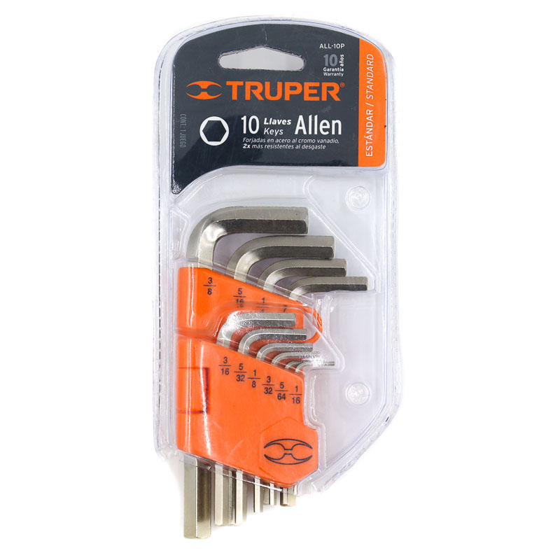 Juego Llaves Allen Alen Std Organizador 10 Pz Truper 15539