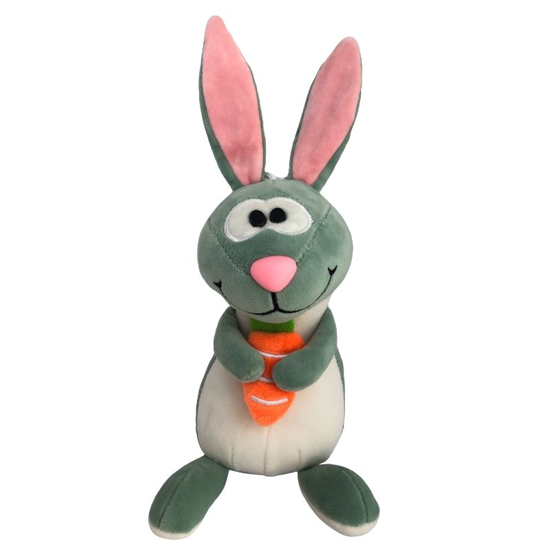 LBP Peluche de Conejo con Zanahoria, Suave, Color Morado, Beige, Verde