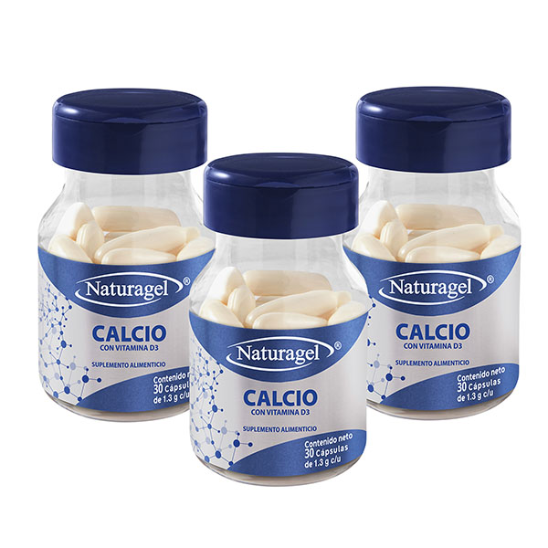 Calcio con Vitamina D3 Naturagel Paquete de 3 frascos