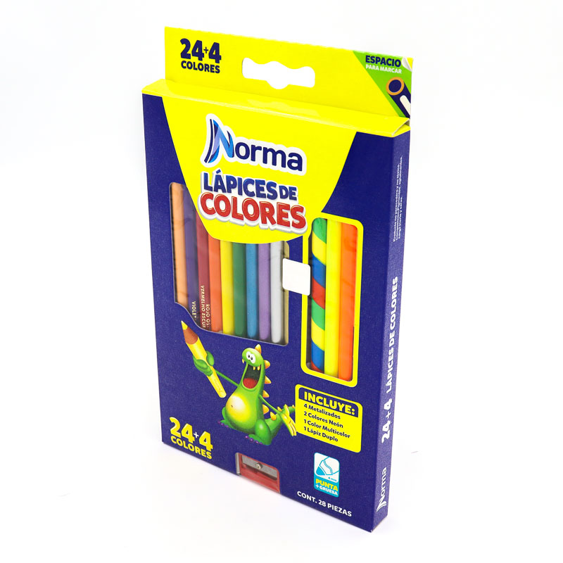 Lapices De Colores Norma Redondos 24+4 Regalo