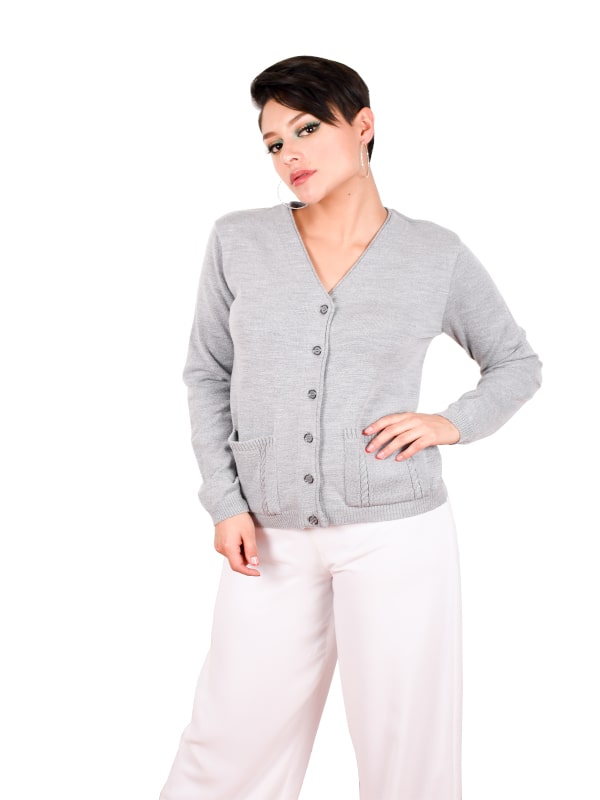 Sueter Con Botones Para Mujer By Zuio-Gris