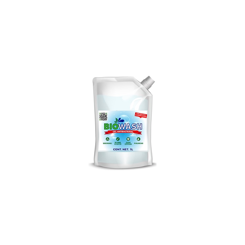 Gel Antibacterial Isopropílico Biodegradable 1 Lt. Marca BIOWASH
