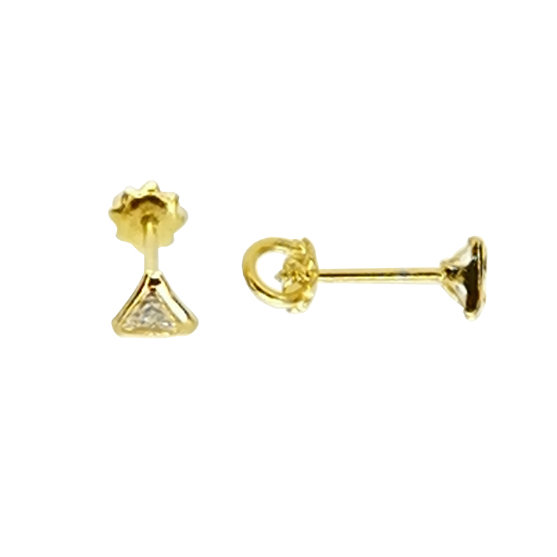 Broquel Bisel Mini Triangulo Oro Laminado 4mm