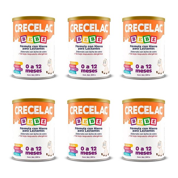 Fórmula Crecelac Bebé 0-12 Meses 800gr, 6 Pack