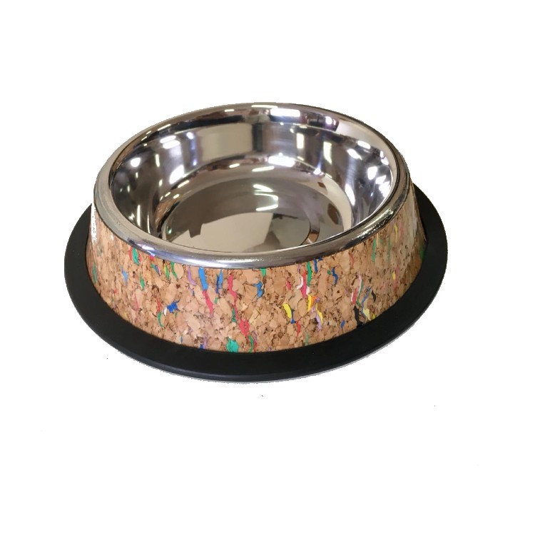 Plato para perro acero inoxidable con madera Grande.