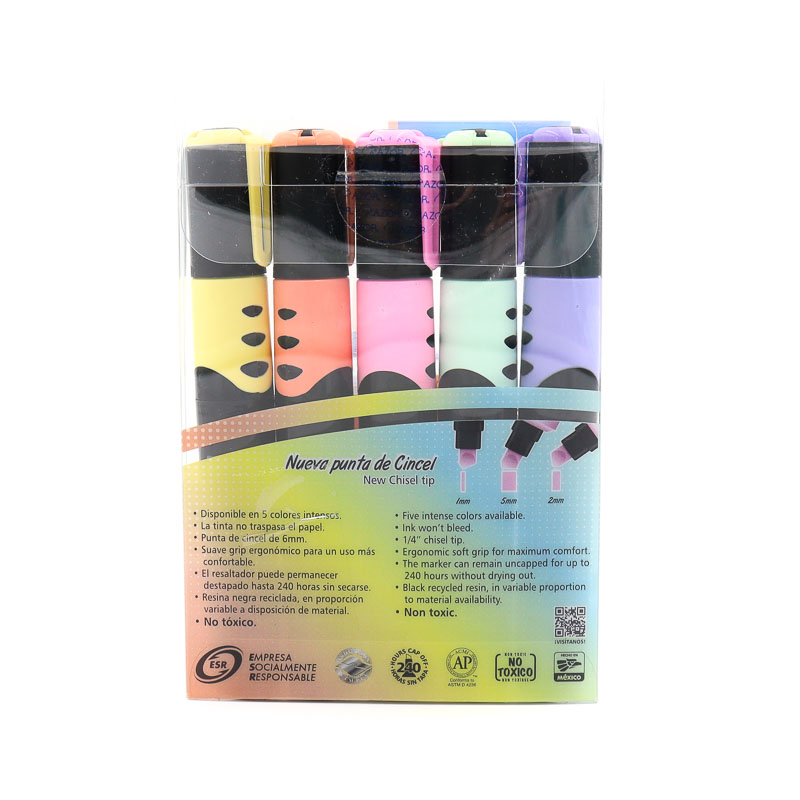 Marcatextos Pastel Vision Plus Azor Caja 5 Colores