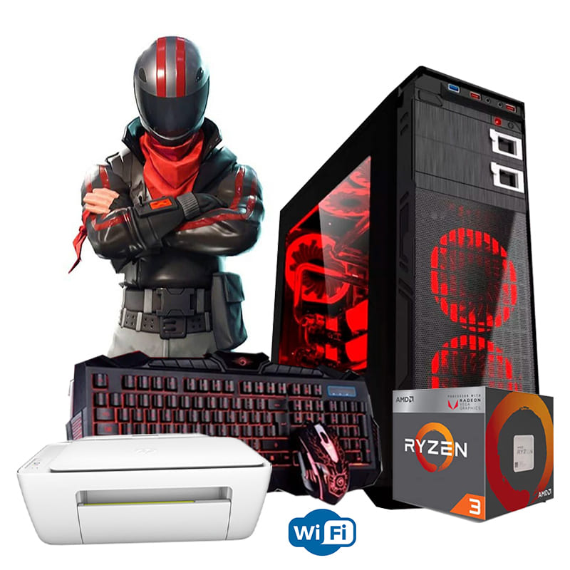 Pc Gamer Ryzen 3 2200g Hdd 1tb Ram 16gb 600w Wifi + Kit + Impresora Hp