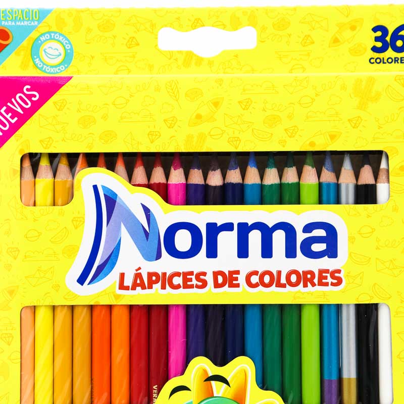 Lapices de colores norma redondos 36 pzas con metalicos