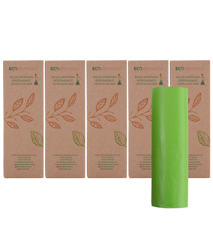 5 Paquetes de 9 Bolsas Compostables Grande para Basura de Ecoalternativas