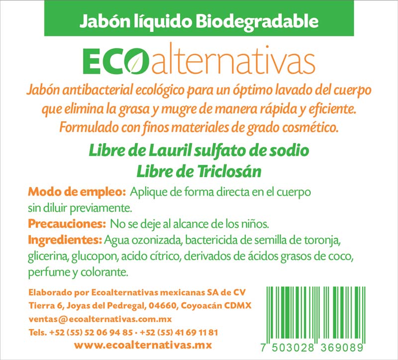 Jabón Líquido Biodegradable Antibacterial 4L de Ecoalternativas