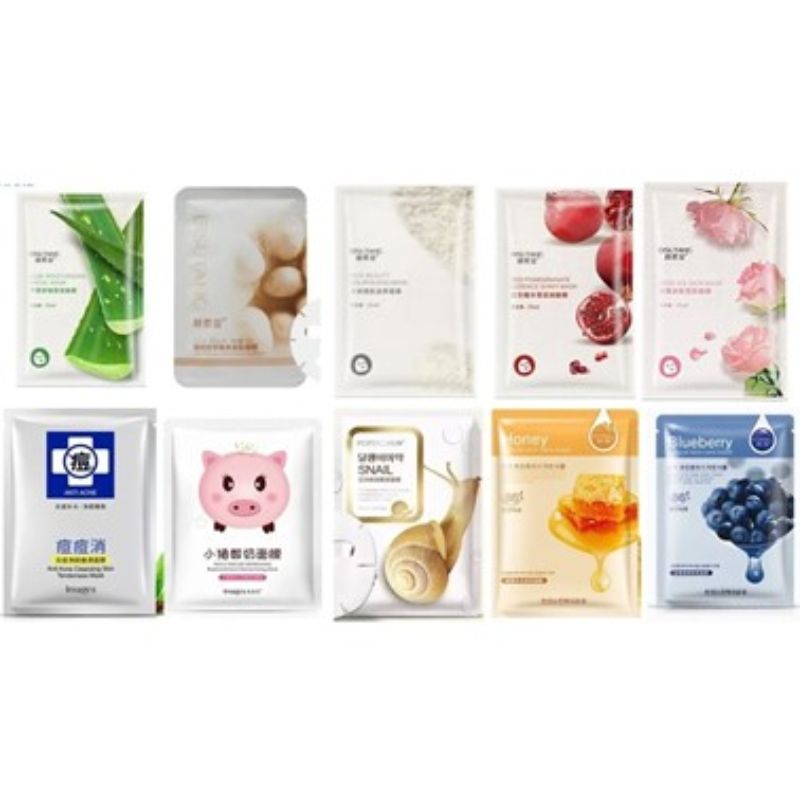 50 Mascarillas Coreanas Colágeno Carbón Activado Anti Acné Aloe