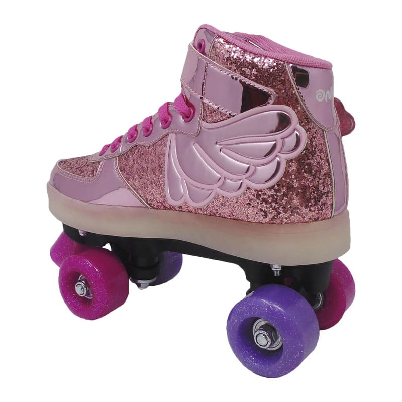 Patines 4 Ruedas Onix Para Niña De Alas 3d Rosa Con Luz Led