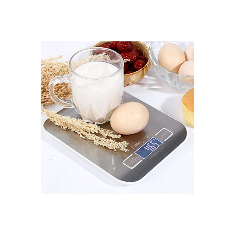 Bascula Digital de Cocina Bascula de Comida Alimentos Multifuncion 11lb 5kg Plata Acero ...