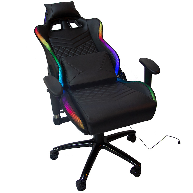 Silla Gamer Luz Led RGB Reclinable Ergonomica Cojines Desmontables