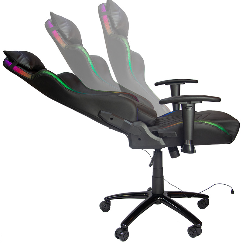 Silla Gamer Luz Led RGB Reclinable Ergonomica Cojines Desmontables