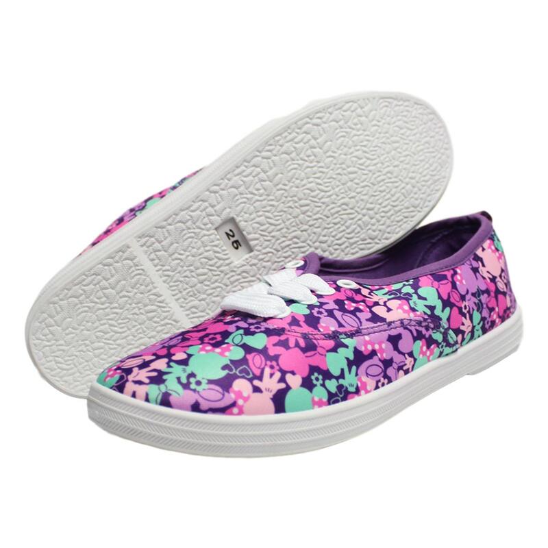 Tenis Flat Minnie Mouse Color Morado Con Mutli Minnie