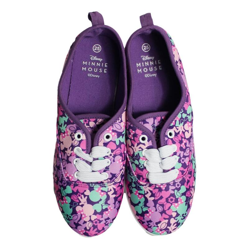 Tenis Flat Minnie Mouse Color Morado Con Mutli Minnie