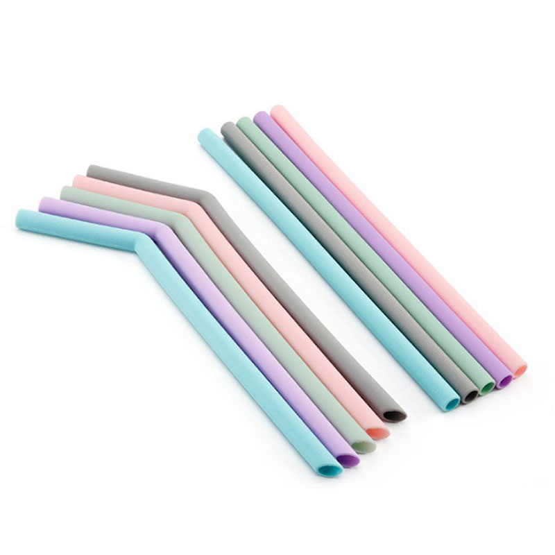 Paquete 4 Popote de silicon reutilizable Grueso Largo Resistente Ecolo