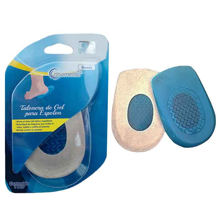 Orthomedic, Taloneras de Gel con Tela, Azul, Talla Grande