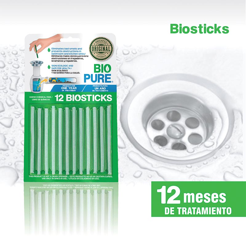 BIOPURE Kit 3x de Tratamiento Contra Malos Olores En Tuberias y Coladeras