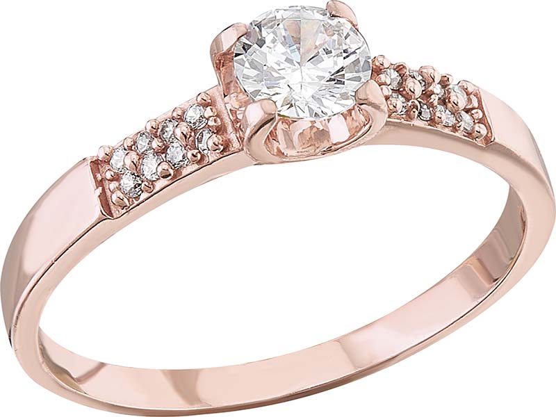 Anillo Compromiso Oro Rosa Circonias 10 K + Obsequio