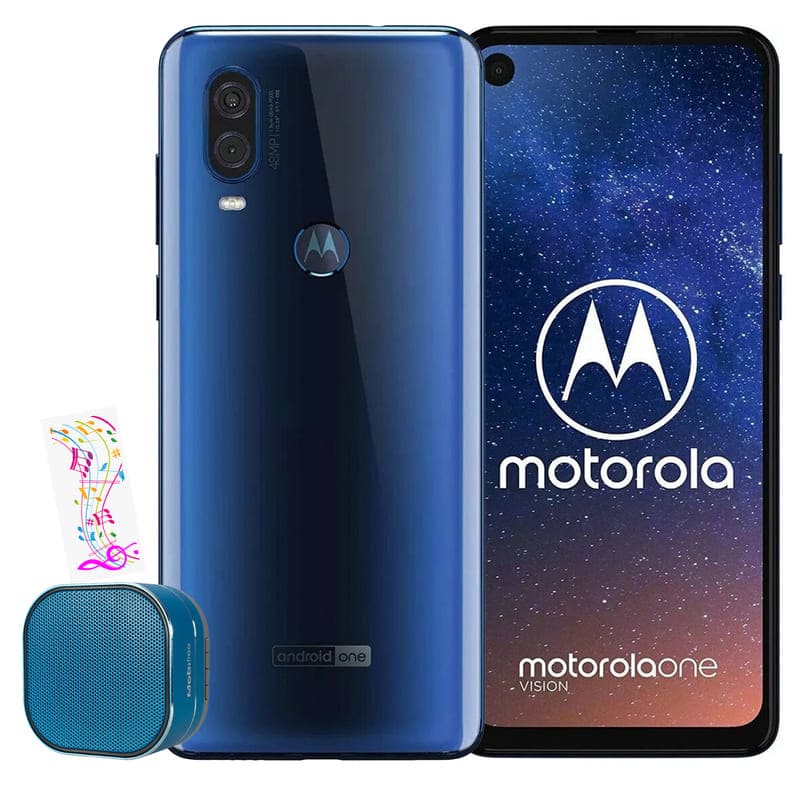 Celular Motorola One Vision 128 GB Azul zafiro 4 GB RAM + Bocina