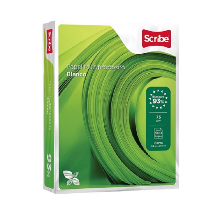 Paquete De 500 Hojas Blancas Scribe Verde Tamaño Carta