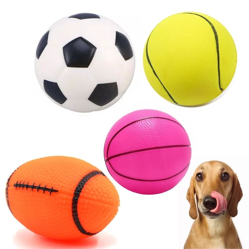 Set 4 Pelotas de Juguete para Perro Mascota, LBP, Chillón, Soccer/Tenis ...