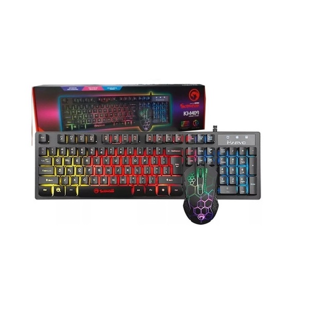 KIT KM409 TECLADO Y MOUSE ALAMBRICOS USB RETROILUMINADO (KM409)