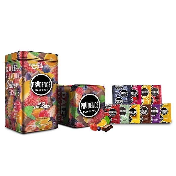 50 Condones Prudence de sabor + Lata Edición Especial Prudence Mix Sa