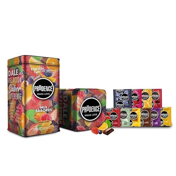 50 Condones Prudence de sabor + Lata Edición Especial Prudence Mix Sa