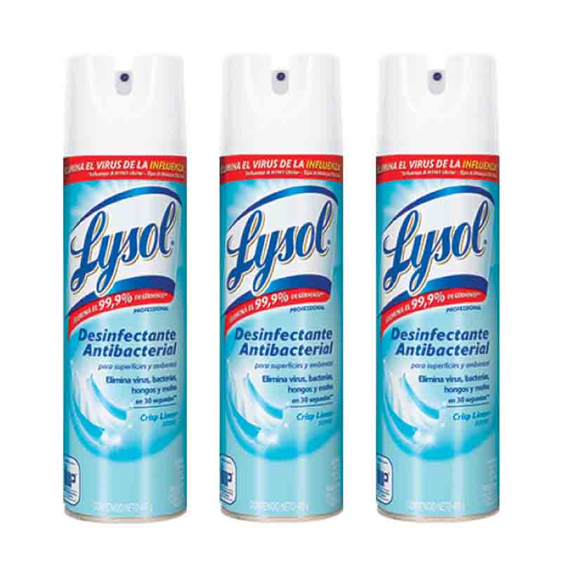 Desinfectante Lysol 3 Pack 475g C/u Antibacterial 99.9% Elimina Virus