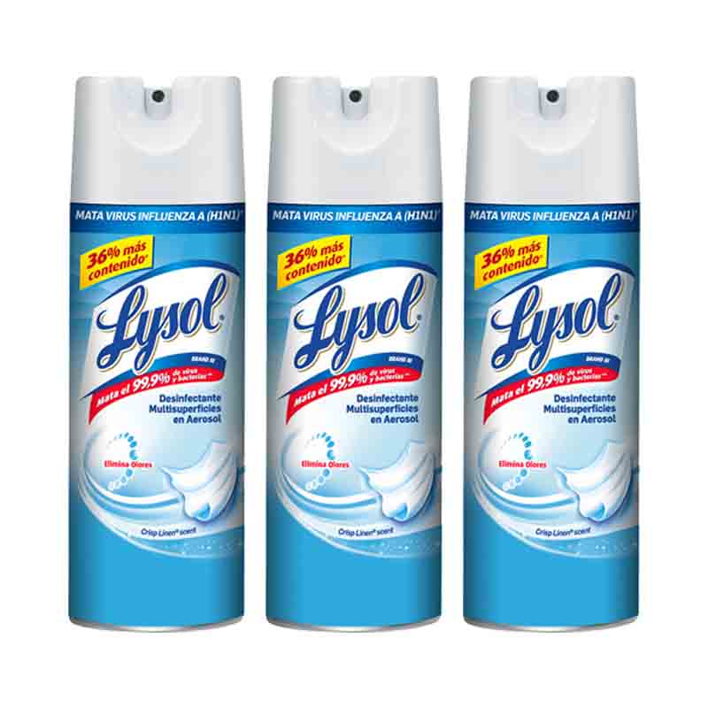 Desinfectante Lysol 3 Pack 354g C/u Antibacterial 99.9% Elimina Virus