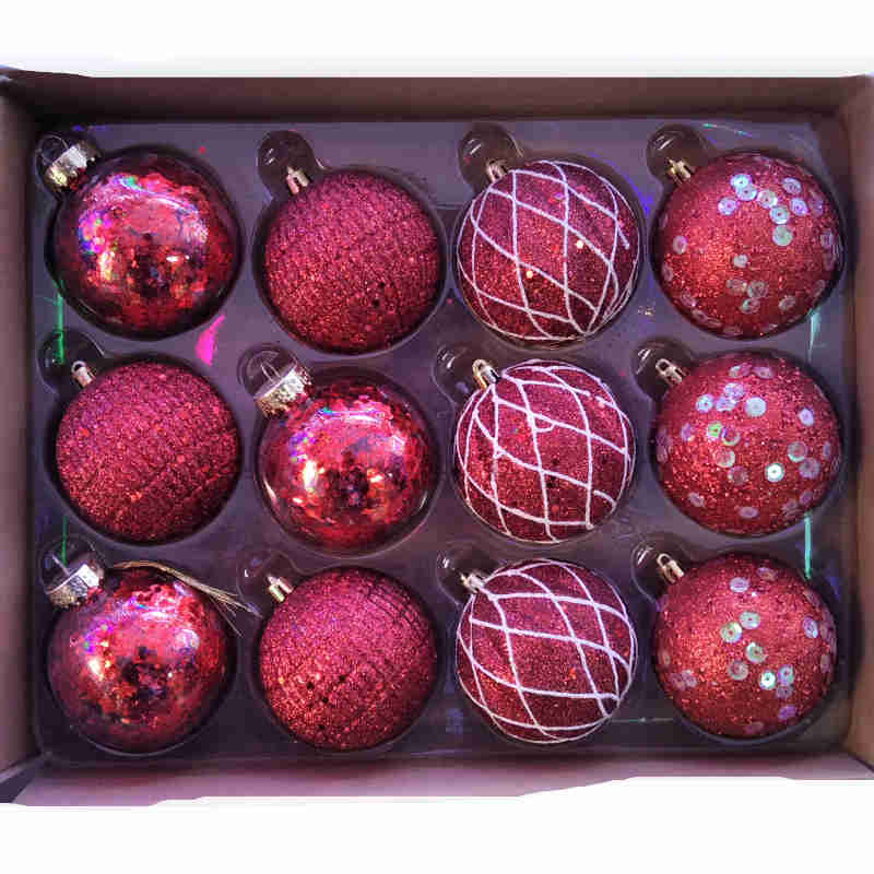 Esfera de diseño color roja 3 Cajas de 12 piezas Total de 36 esferas